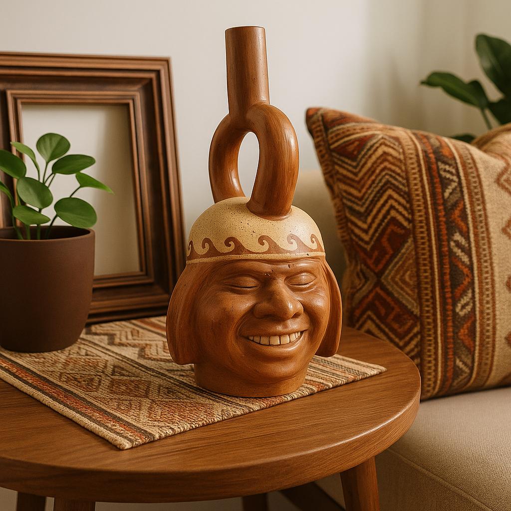 Moche Stirrup Spout Portrait Bust Vessel | Signed R. Mochica Perú - Etsy