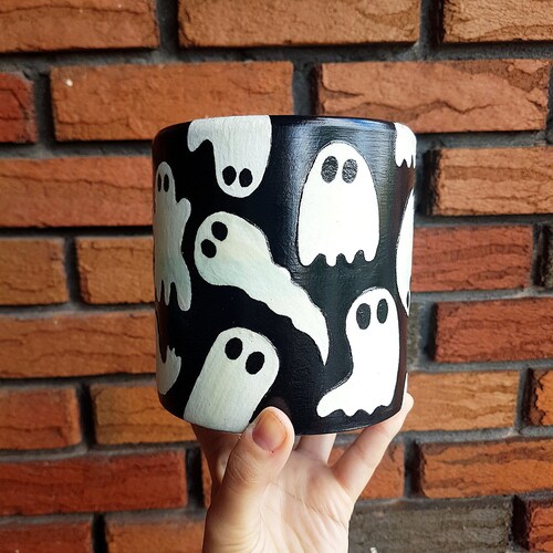 Big Spooky Ghost Pot Planter Plants Glow in the Dark Halloween - Etsy