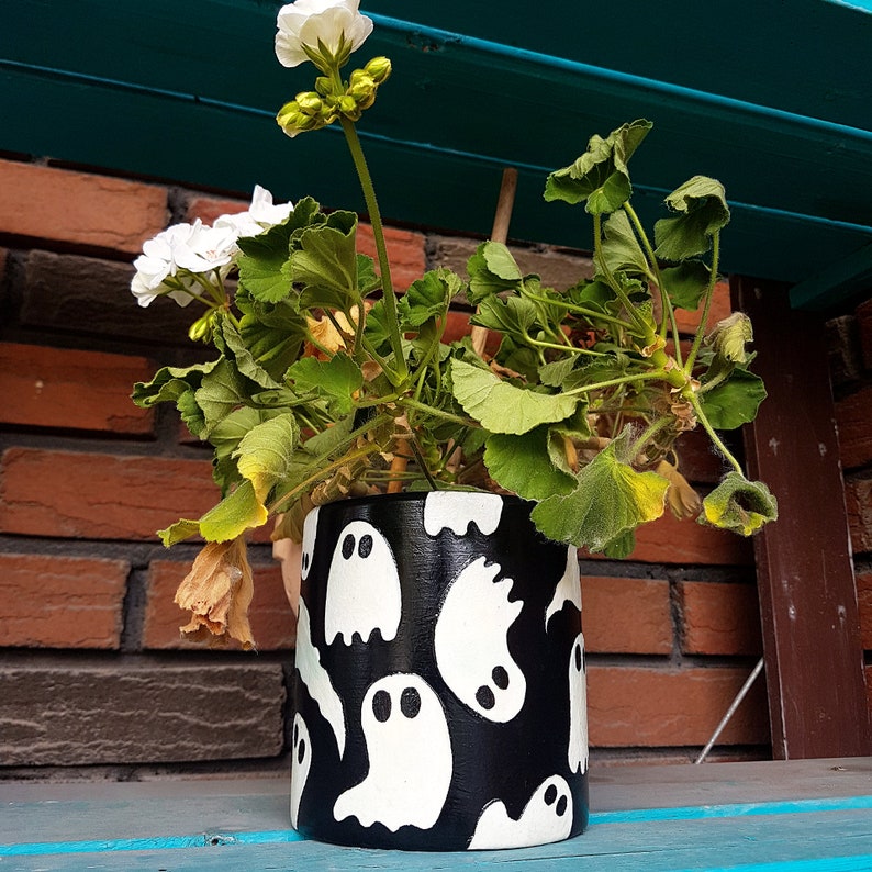 Big Spooky Ghost Pot Planter Plants Glow in the Dark Halloween - Etsy