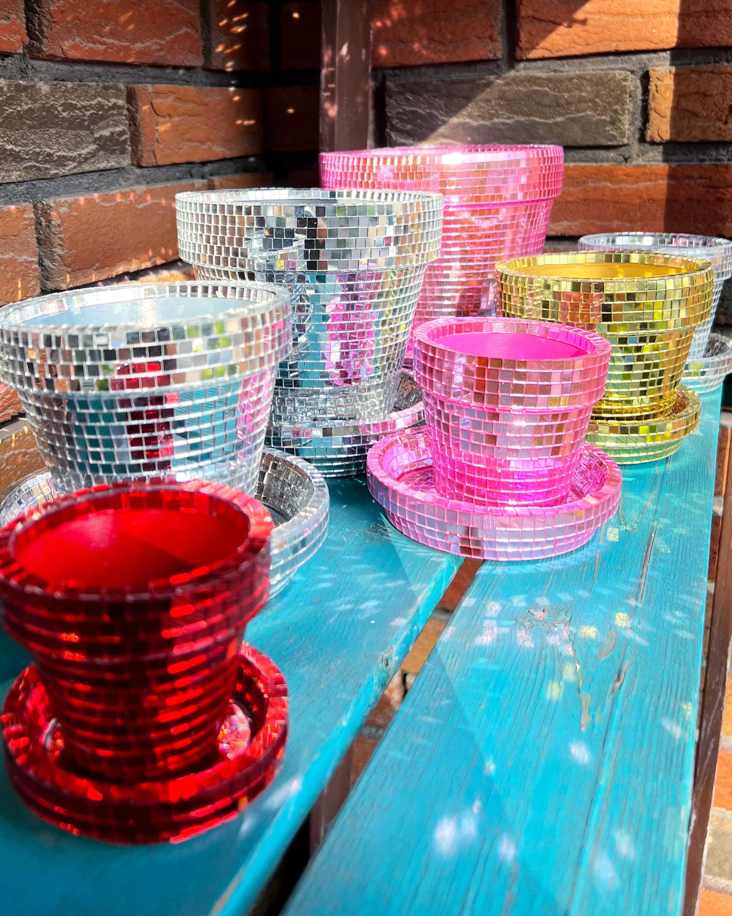 Medium Pot Disco Ball Mirror Handmade Plant Garden Botanical Gardening ...