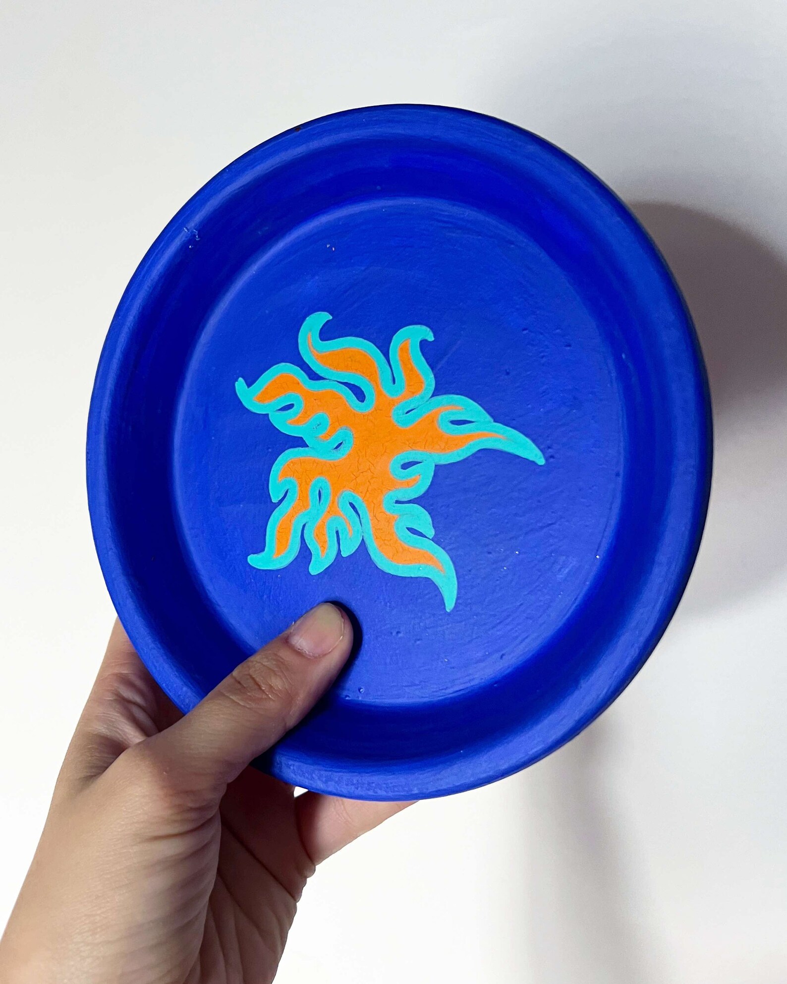 Large Pot on Fire Flame Blue Orange Hot Wheels Handmade Plant Flower ...
