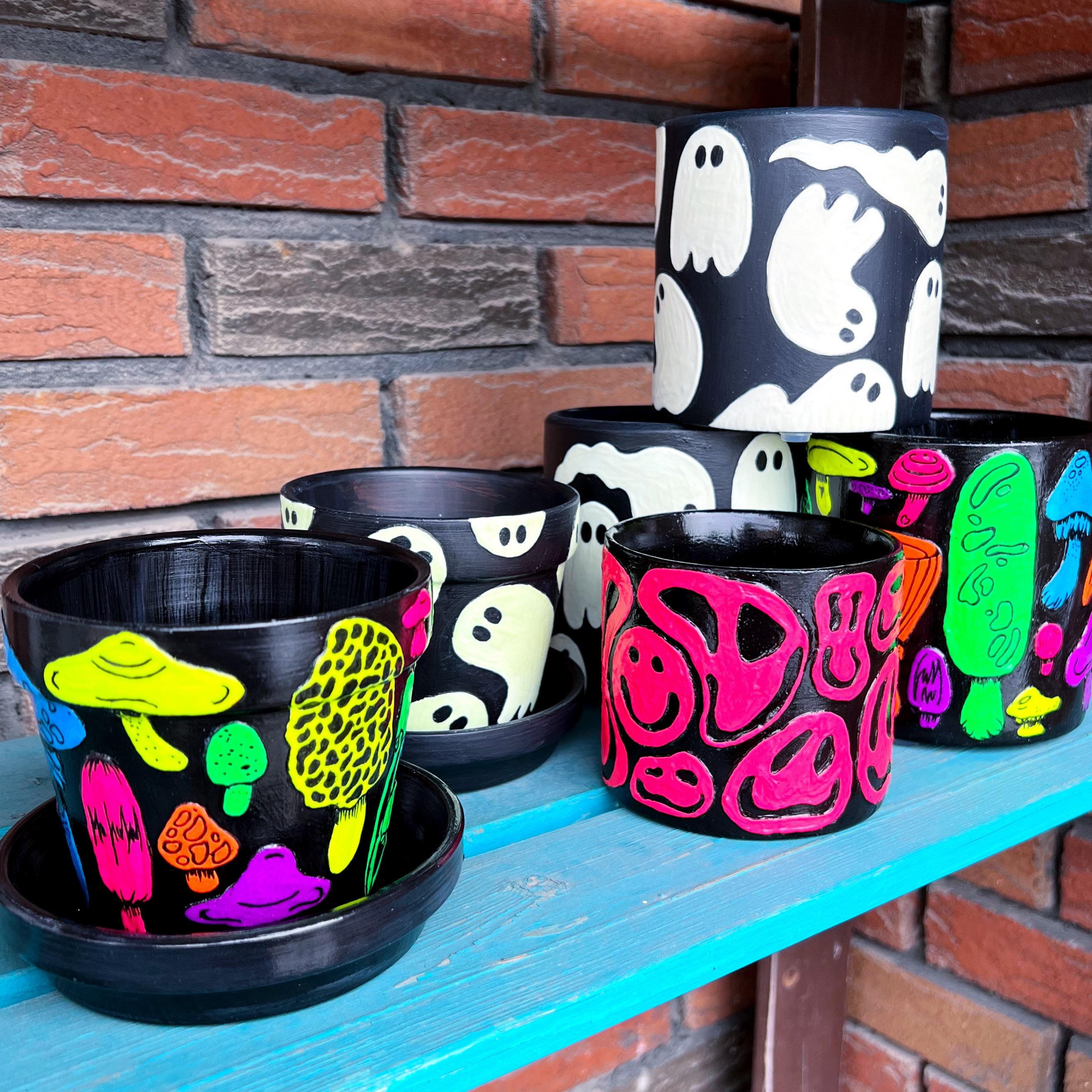 Big Spooky Ghost Pot Planter Plants Glow in the Dark Halloween ...