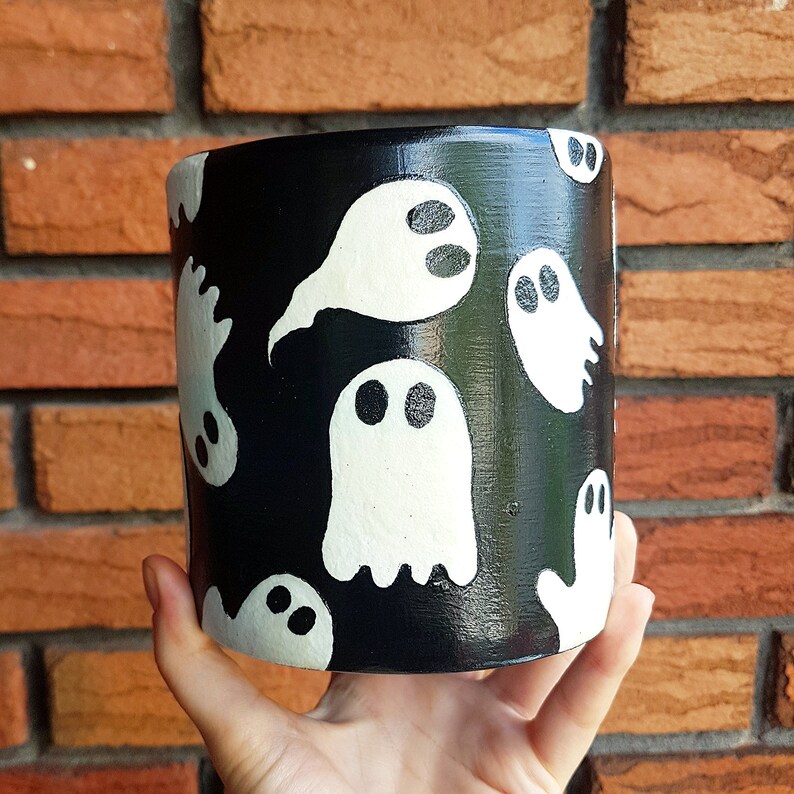 Big Spooky Ghost Pot Planter Plants Glow in the Dark Halloween ...