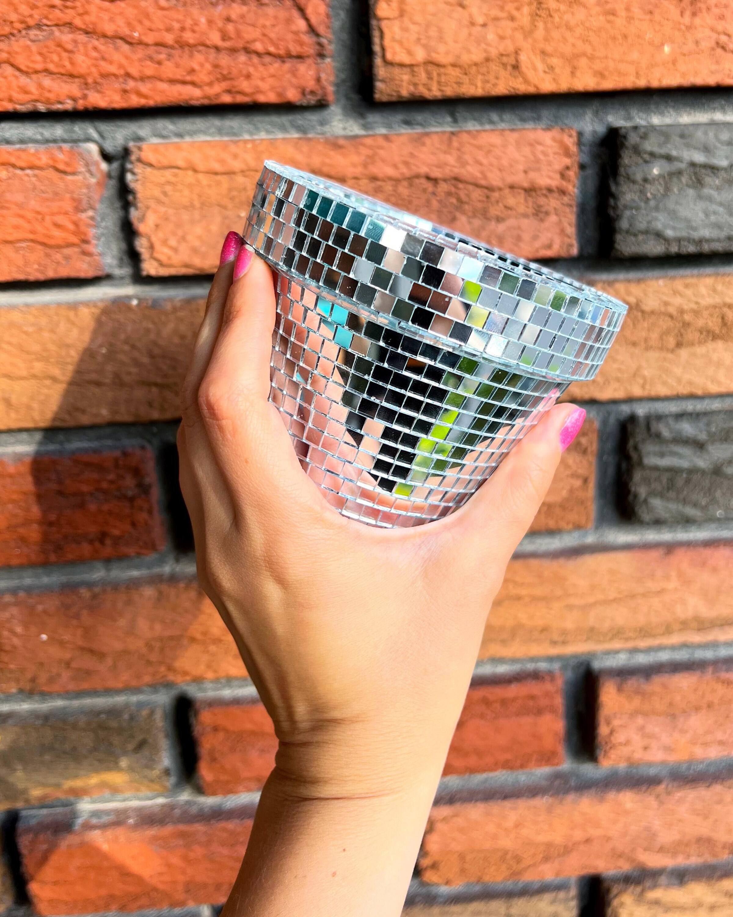 Medium Pot Disco Ball Mirror Handmade Plant Garden Botanical Gardening ...