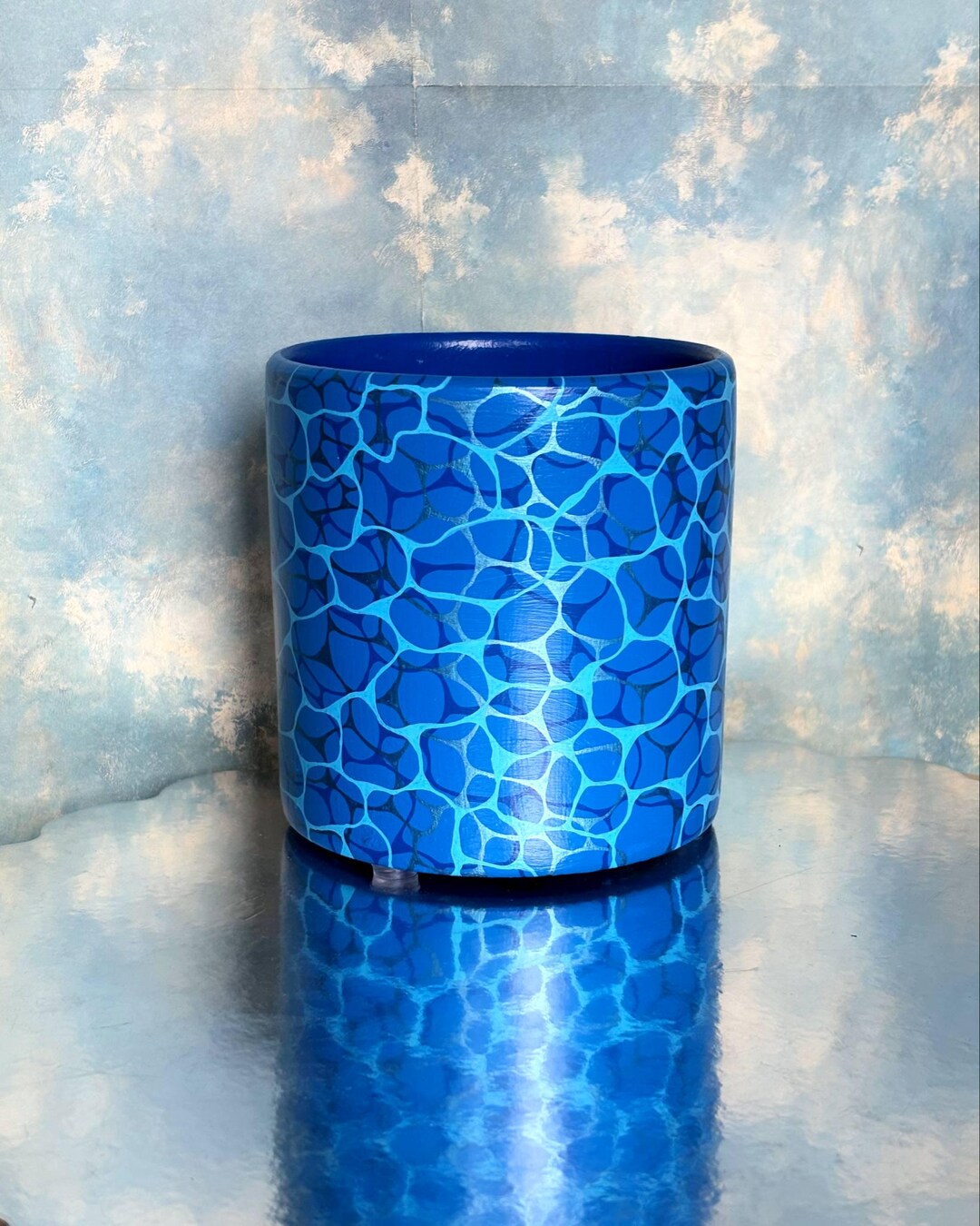 Large Blue Flower Pot Ocean Sea Water Wave Plant Garden Gardening ...