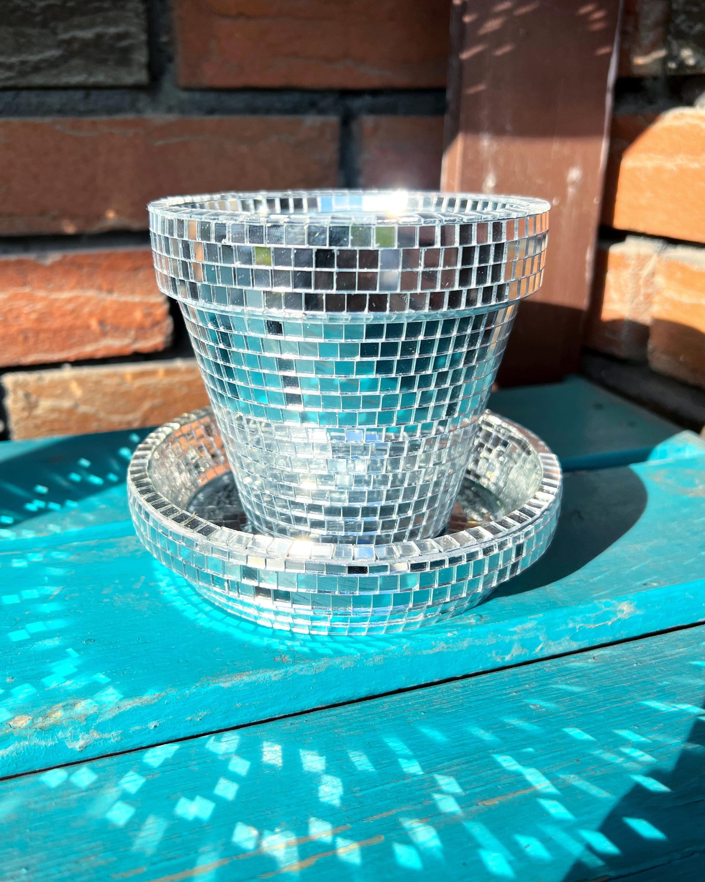 Medium Pot Disco Ball Mirror Handmade Plant Garden Botanical Gardening ...