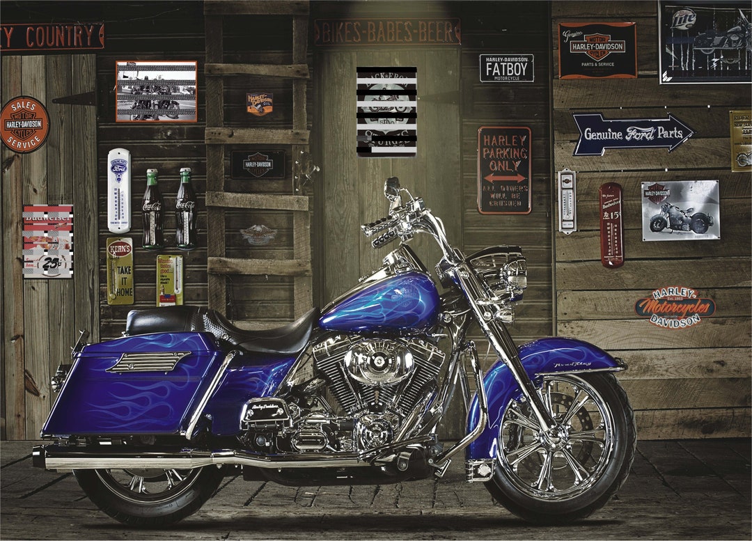 Harley Davidson Print, Harley Poster, Harley Garage Print, Canvas Print ...