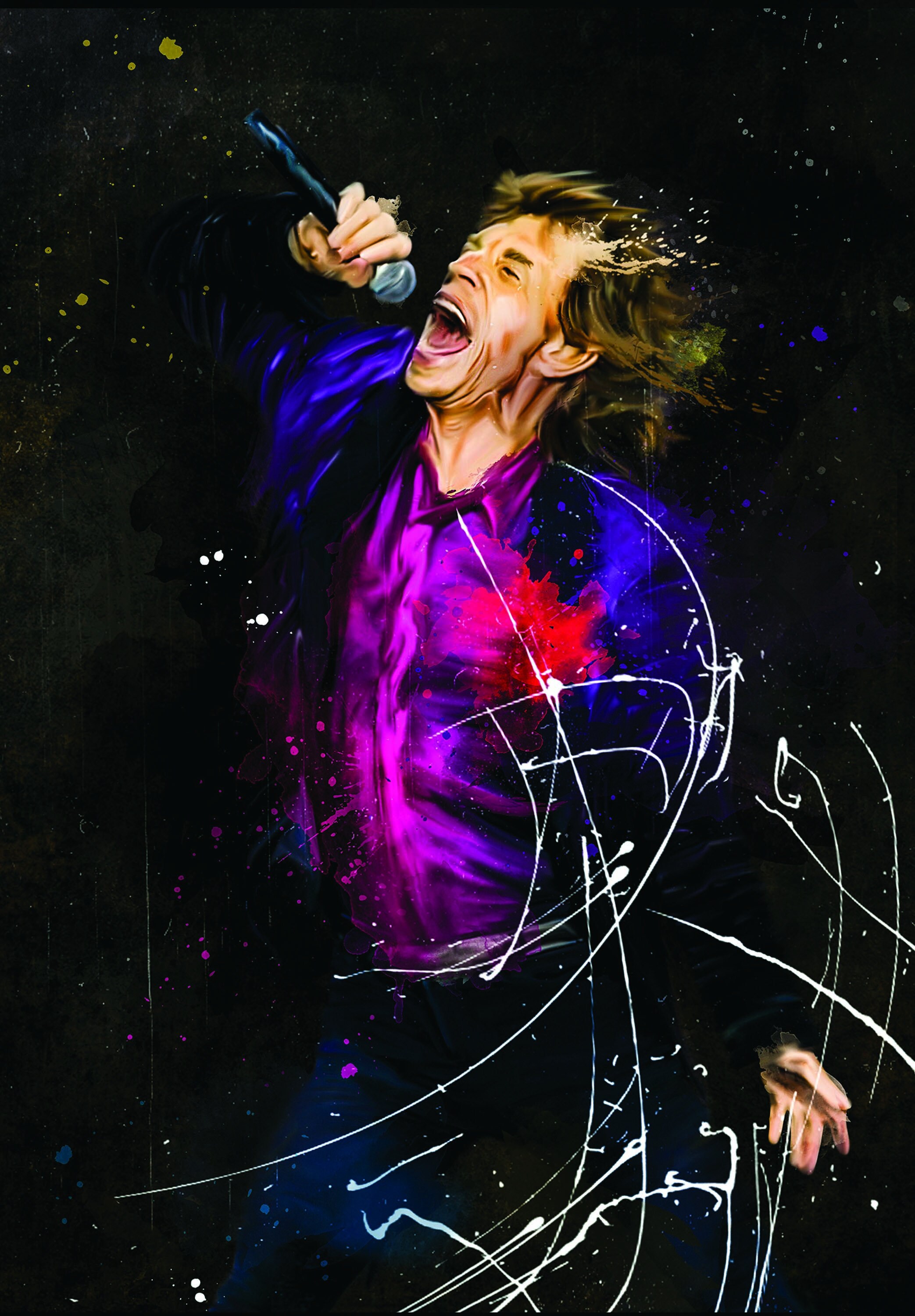 Mick Jagger Print, Rolling Stones, Paper Poster, Rolled Canvas, Acrylic ...