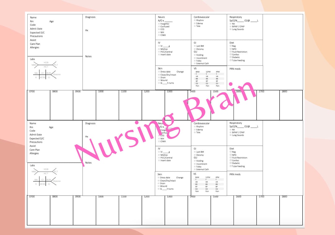2 Patient Nurse Brain Sheet - Etsy