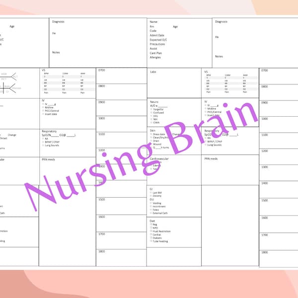 Nurse's Brain Sheet - Etsy