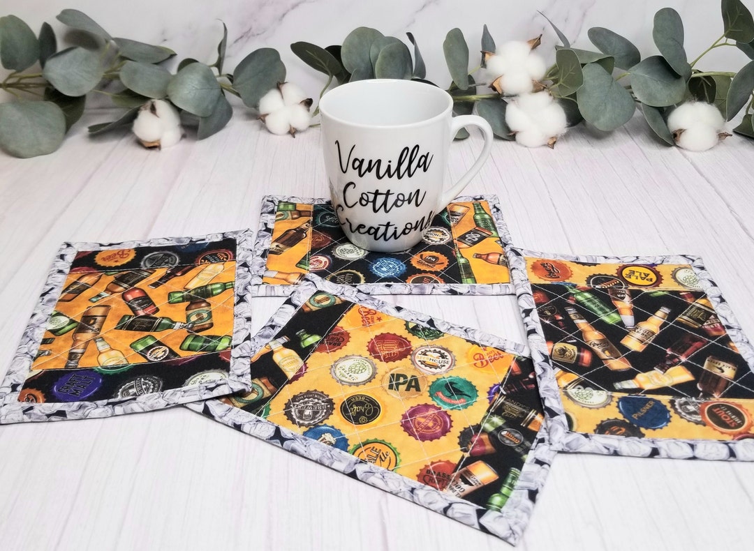 Set of 4 Quilted Mug Rugs. Beer & Ice - Etsy