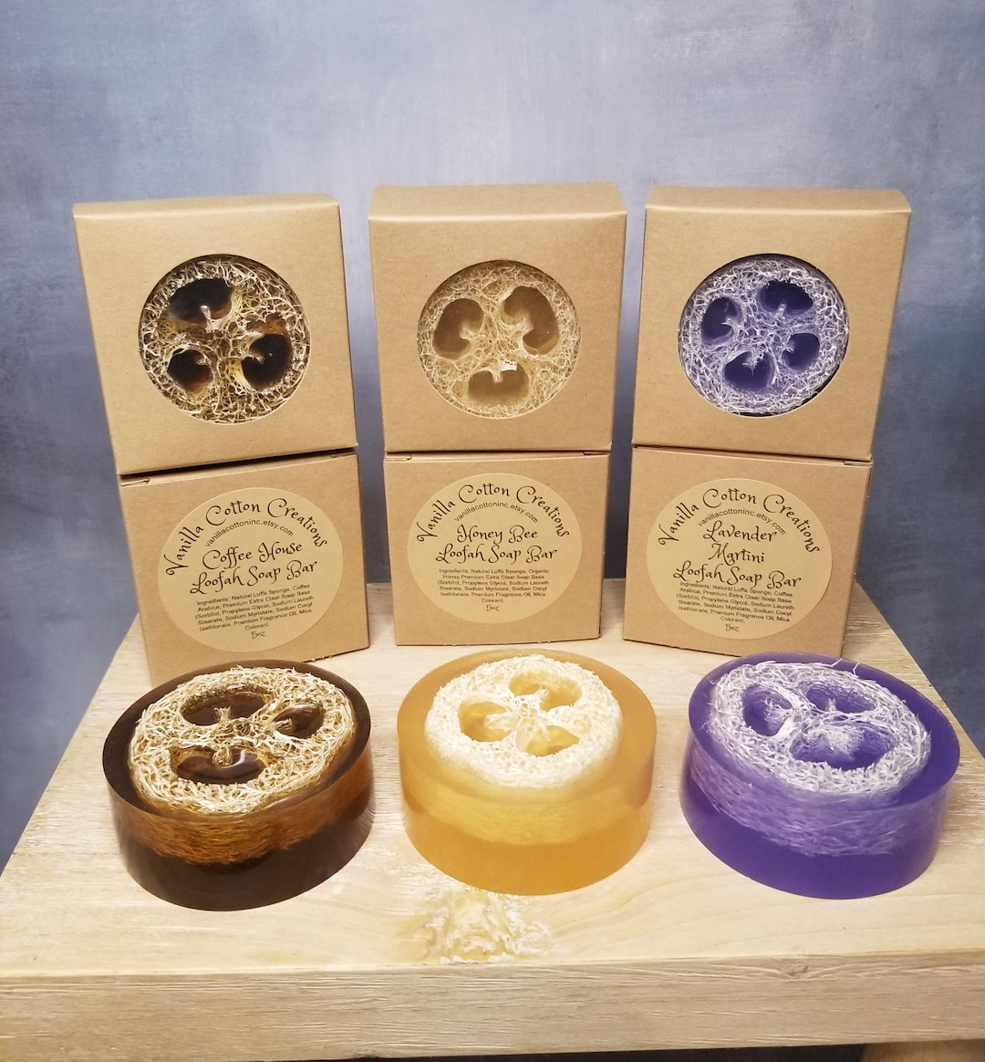 Scrubby Loofah Soap Bar. Exfoliating Scented Loofah Soaps - Etsy