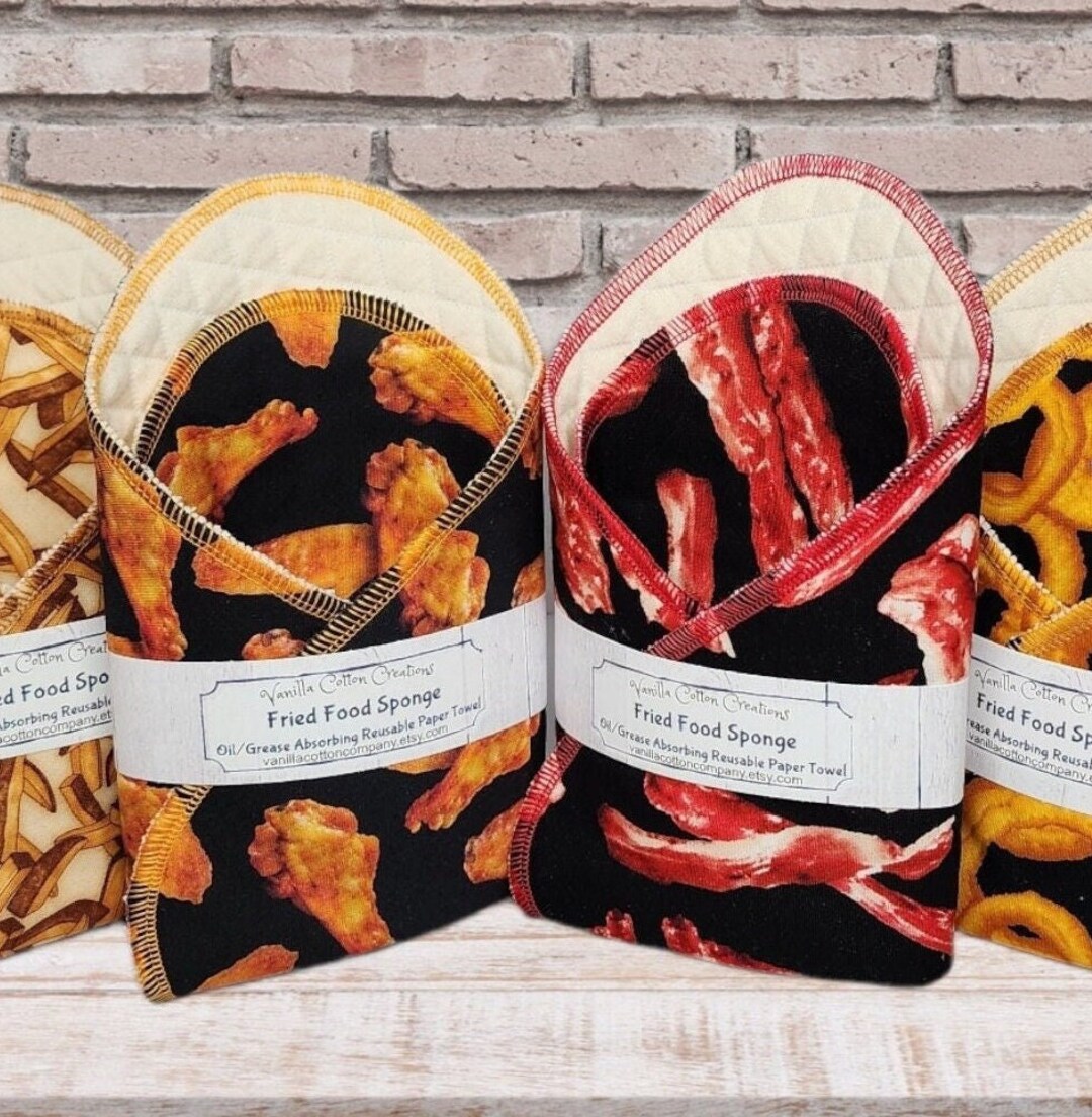 Bamboo Cotton Fried Food Sponge. Oil/grease Absorbing Towel. - Etsy