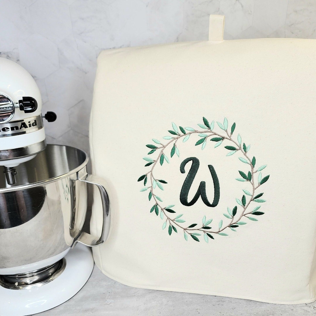 Personalized Embroidered Stand Mixer Full Cover. Monogram Wreath - Etsy
