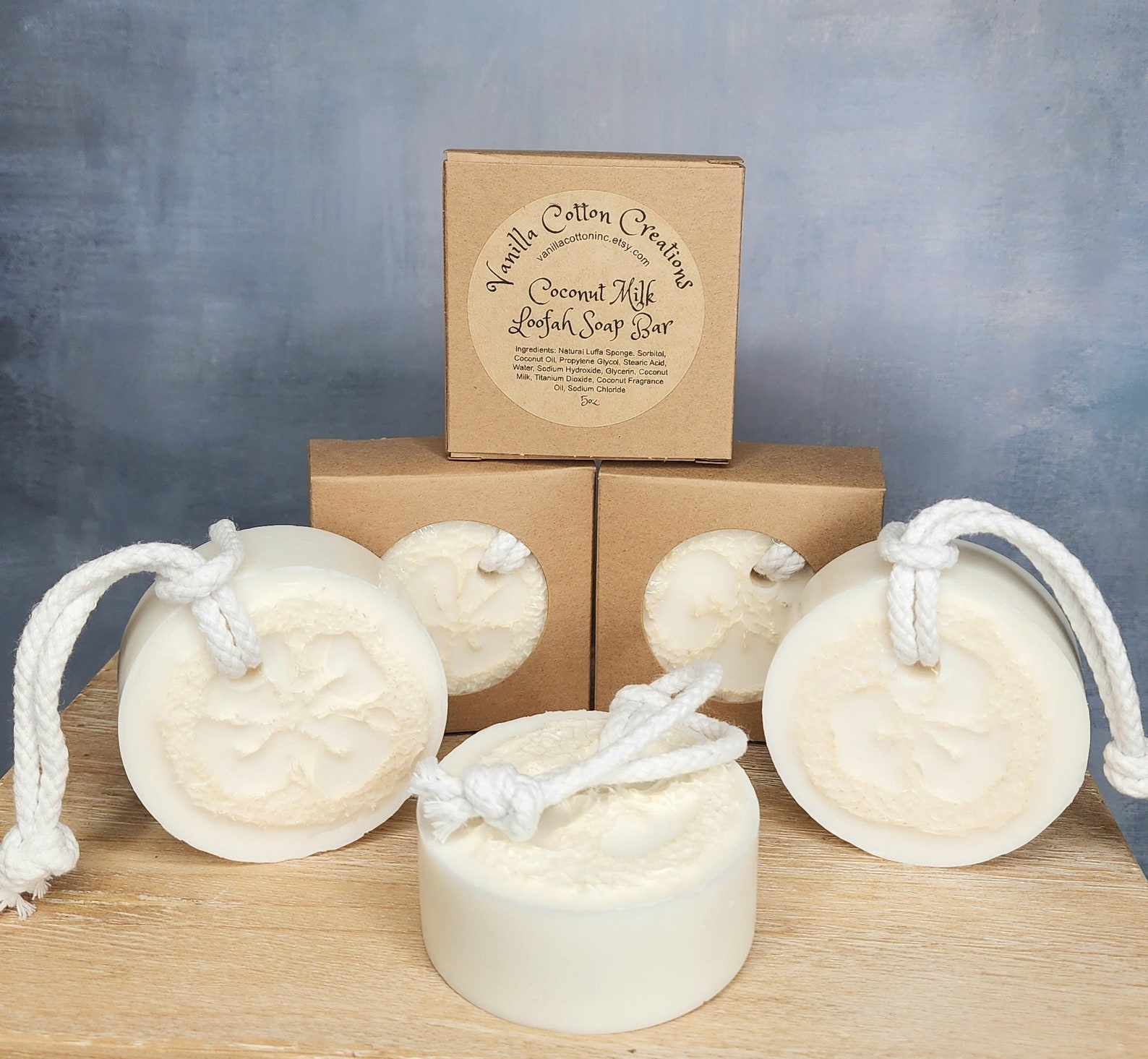 Coconut Milk Loofah Soap on a Rope. Moisturizing Loofah Bar - Etsy