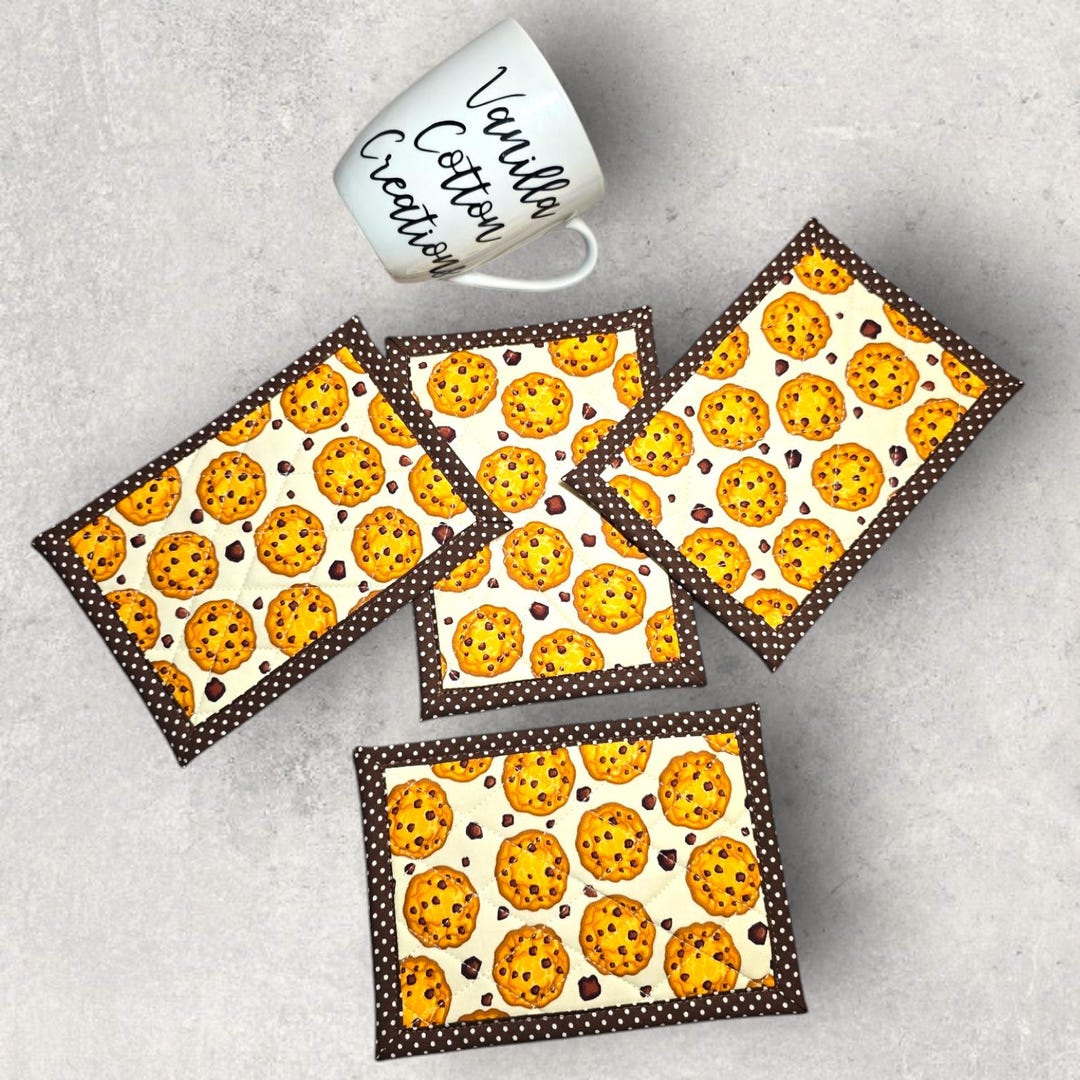 Set of 4 Quilted Mug Rugs. Chocolate Chip Cookies - Etsy
