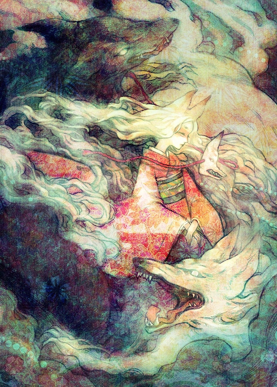 Kitsune Art Print Original Art - Etsy