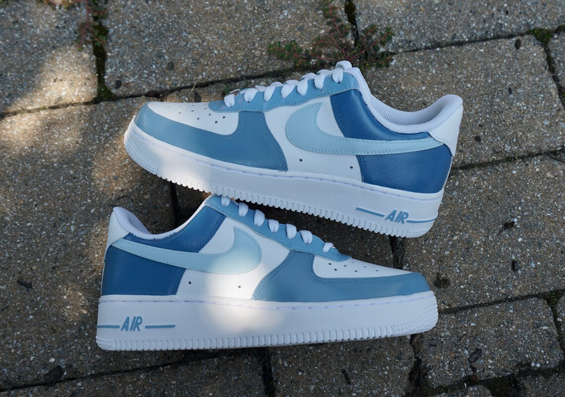 Blue Air Force 1 Blue Tones Custom Air Force 1snike Air - Etsy