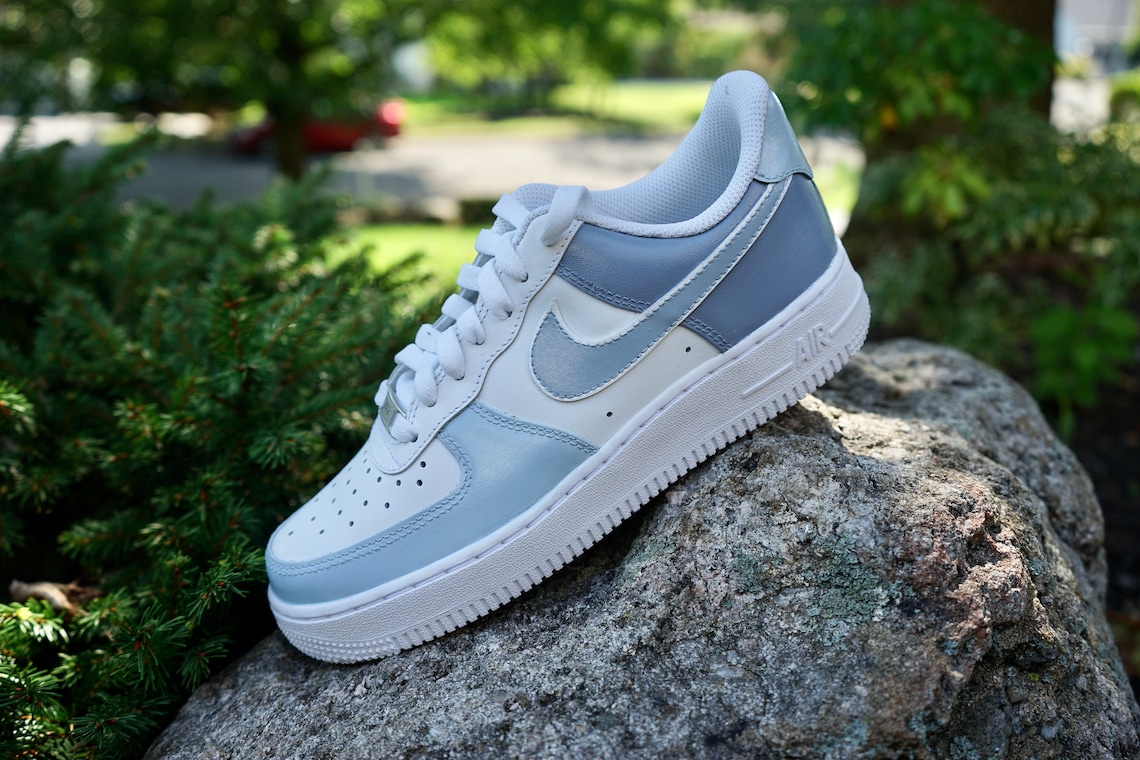Blue Gray Air Force 1 Custom Nike Air Force 1 Blue Gray - Etsy
