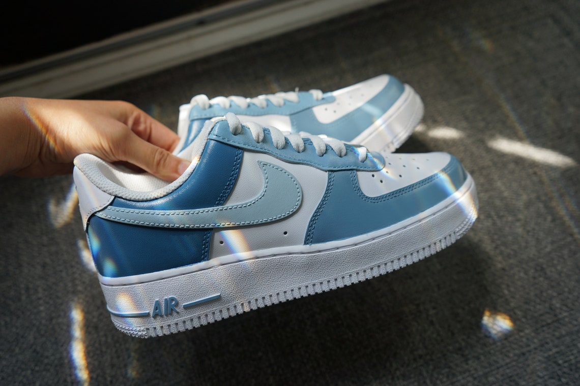 Blue Air Force 1 Blue Tones Custom Air Force 1snike Air - Etsy