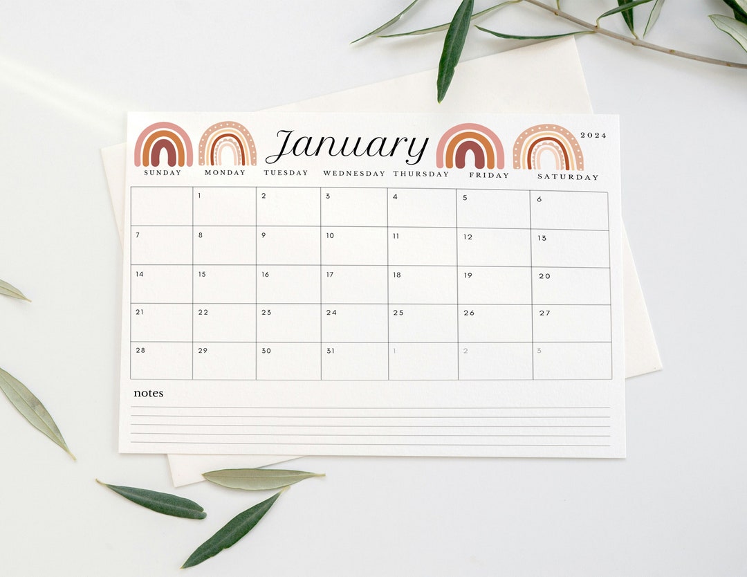 2024 Rainbow Planner, Printable, 2024 Monthly Calendar, Digital ...