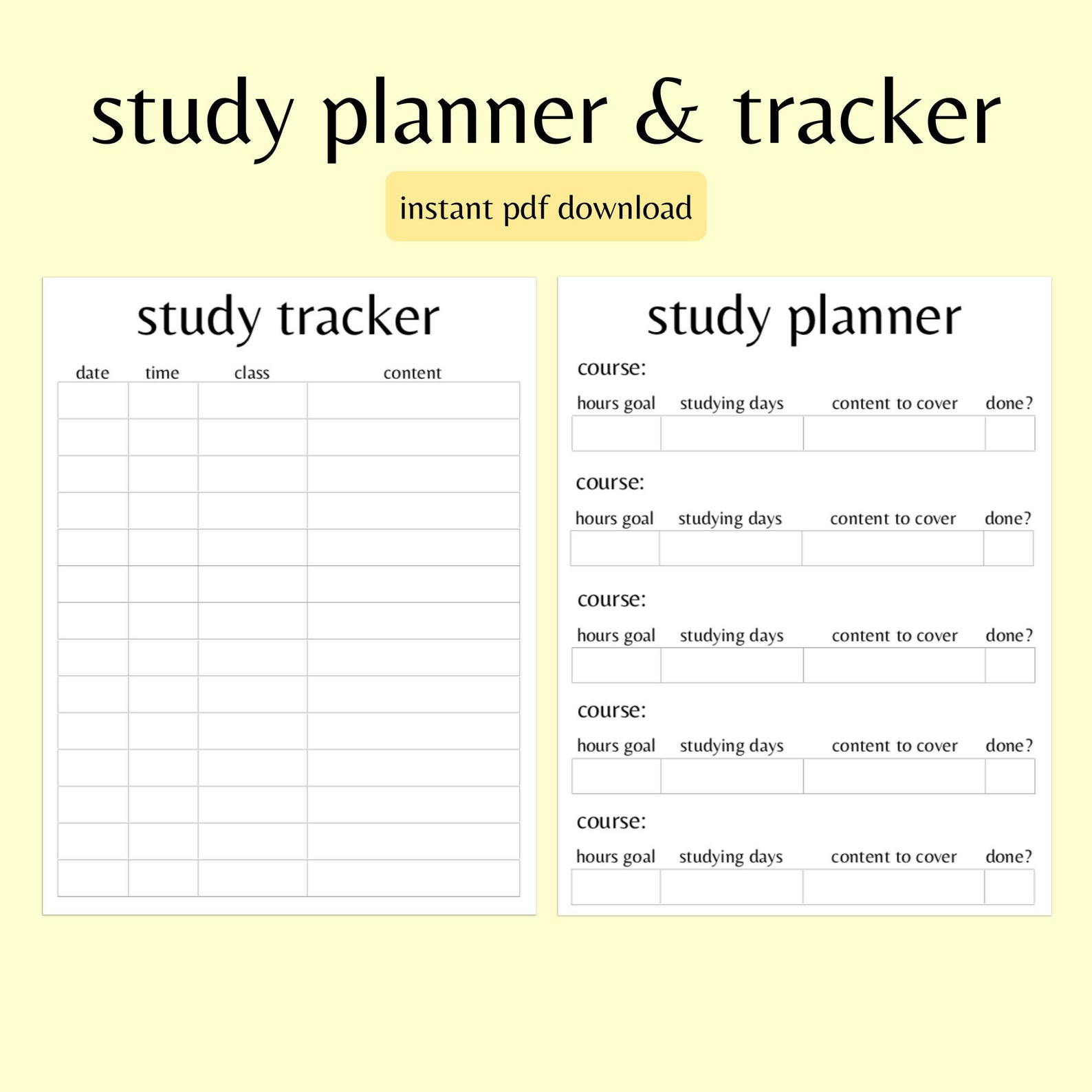 Study Planner & Tracker Printable Study Planner for Students | Etsy