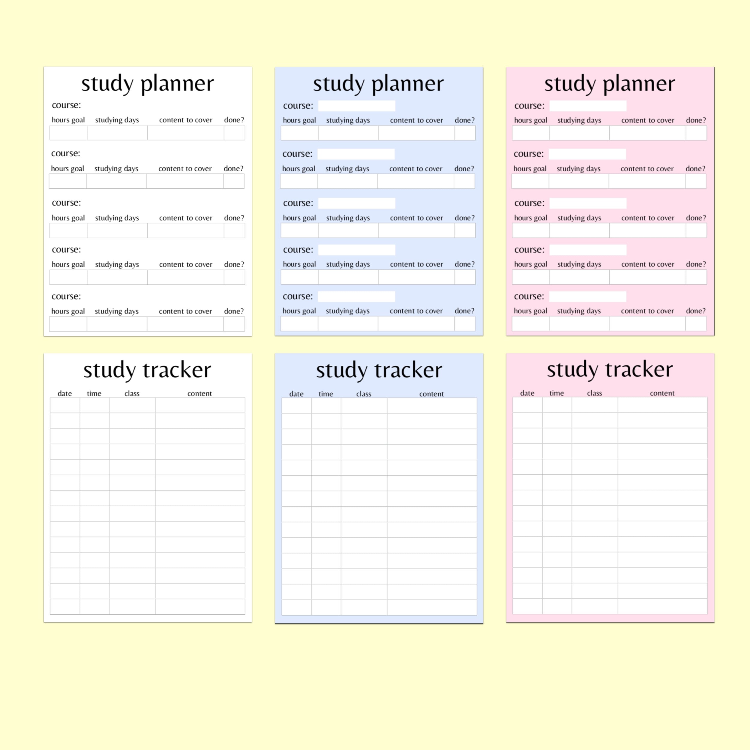 Study Planner & Tracker Printable Study Planner for Students | Etsy