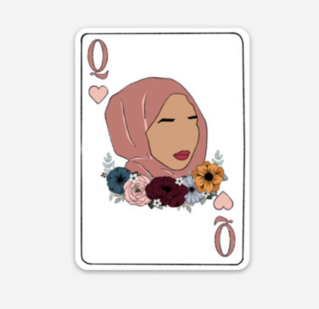 Queen Floral Hijab Deck of Card Cute Muslim Sticker Islamic Laptop ...