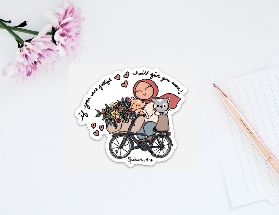 Hijabi Cat Bike Sticker: Islamic Quote Waterproof Vinyl Sticker - Etsy