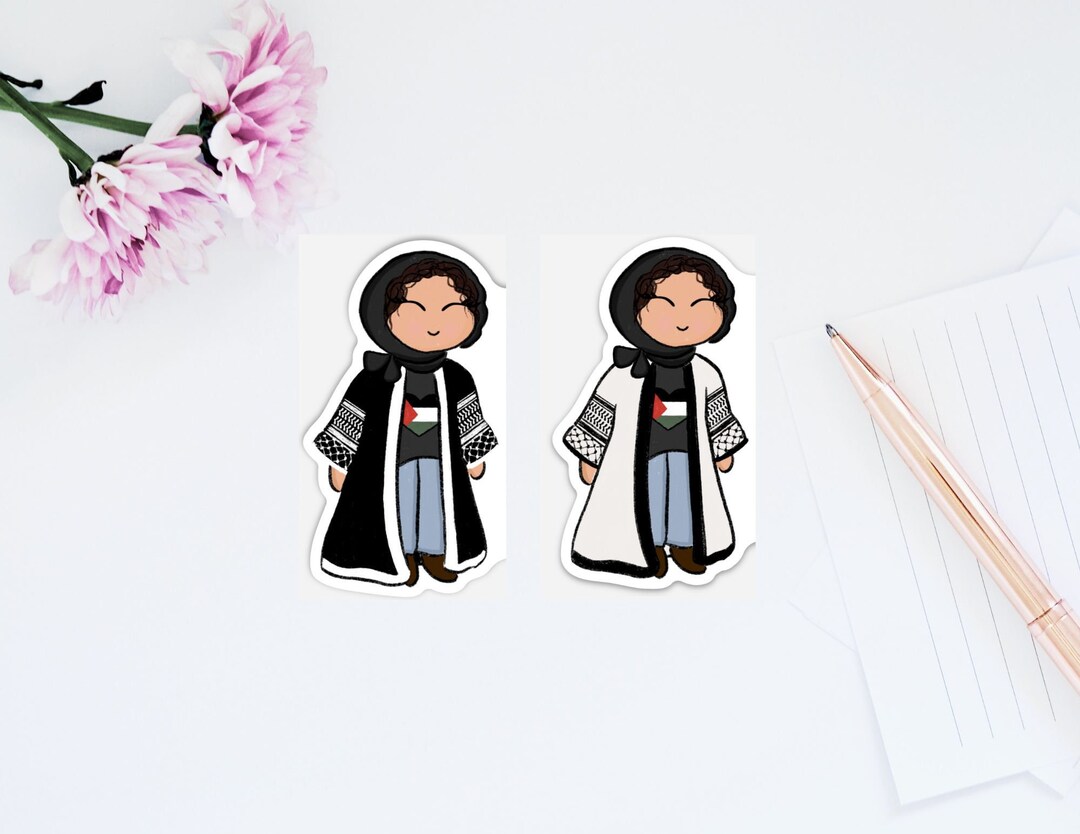 Palestine Hijabi Keffiyeh Abaya | Islamic Sticker | Palestine Sticker ...