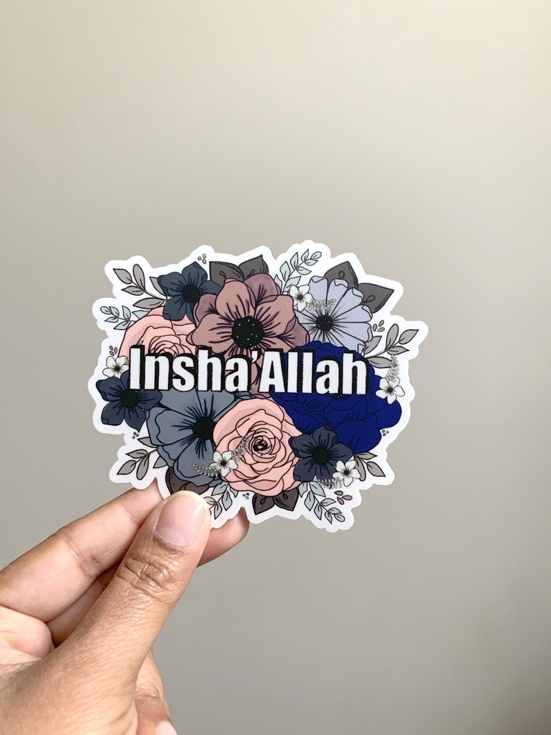 Insha'allah Floral Die Cut Sticker Laptop Sticker | Etsy