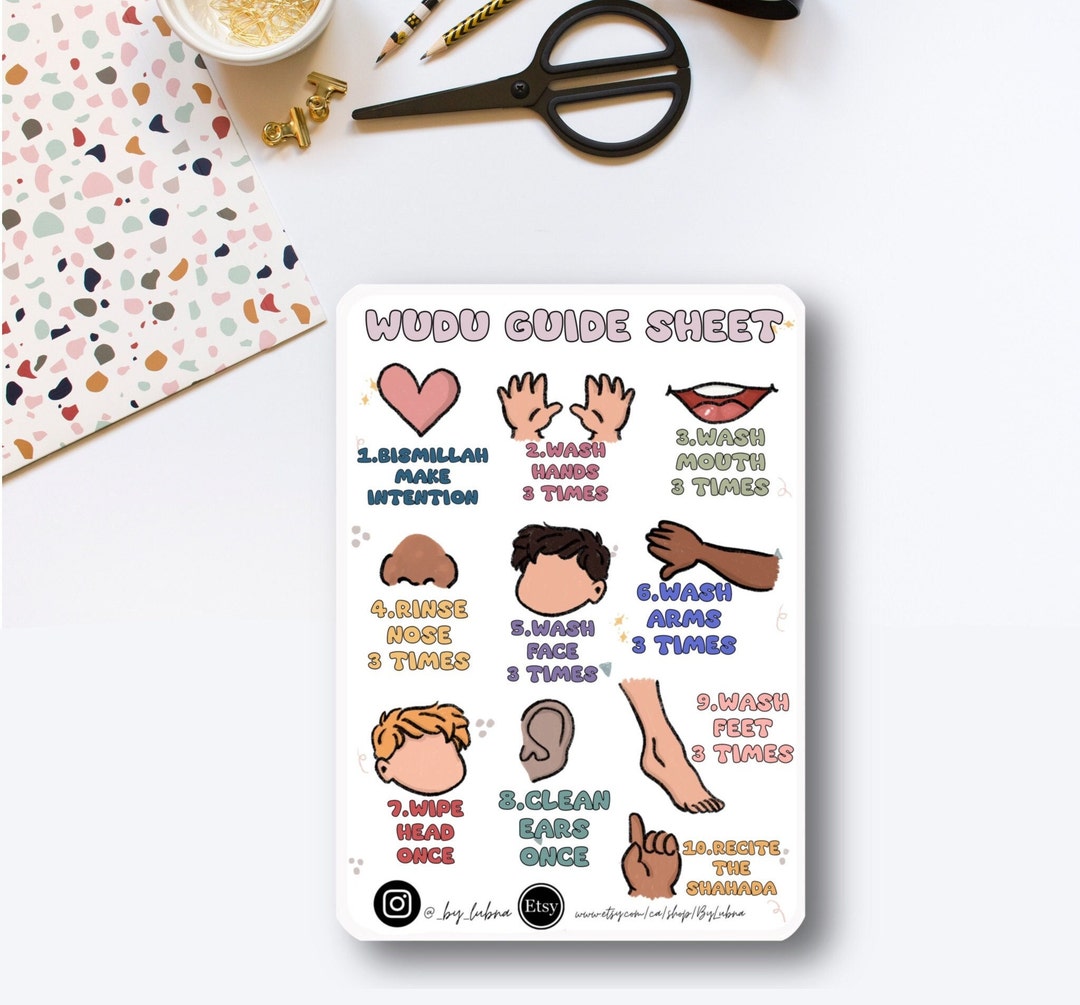 Wudu Step by Step Sticker Sheet Islamic Stamp Sticker Sticker Sheet ...