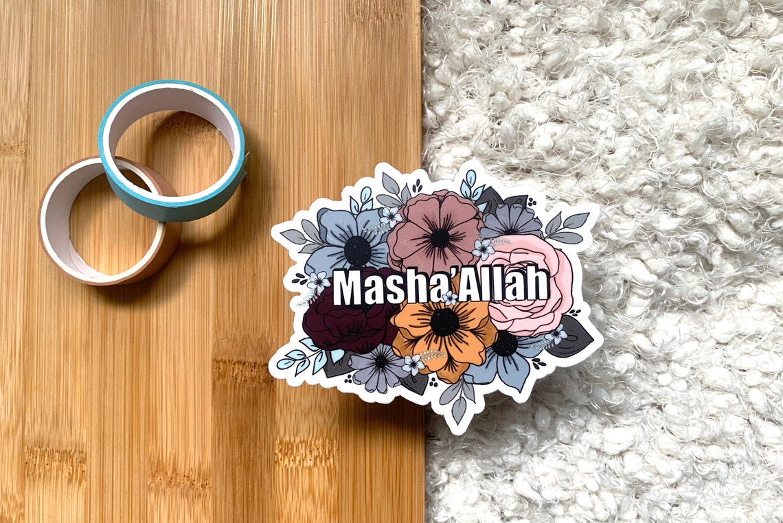 Masha'allah Floral Die Cut Sticker Laptop Sticker - Etsy