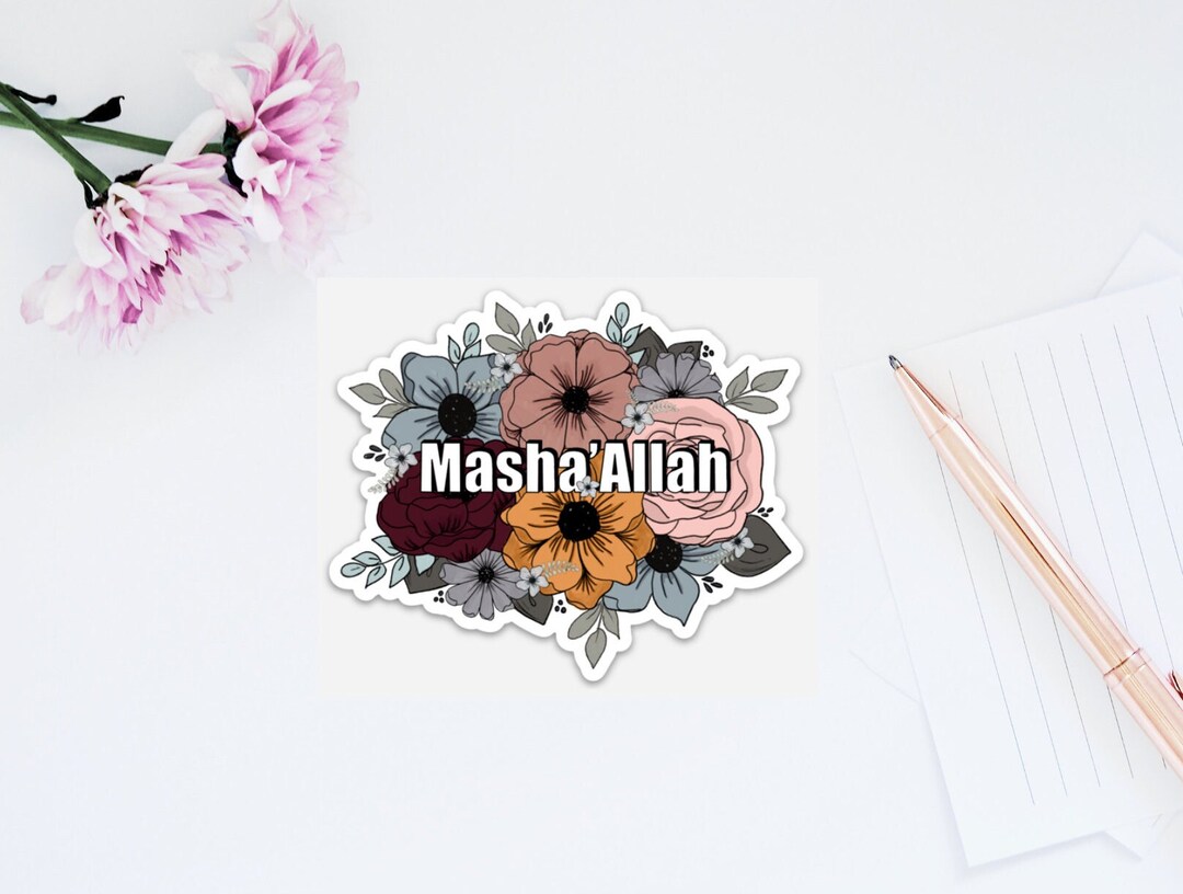 Masha'allah Floral Die Cut Sticker | Laptop Sticker | Laptop Decal ...