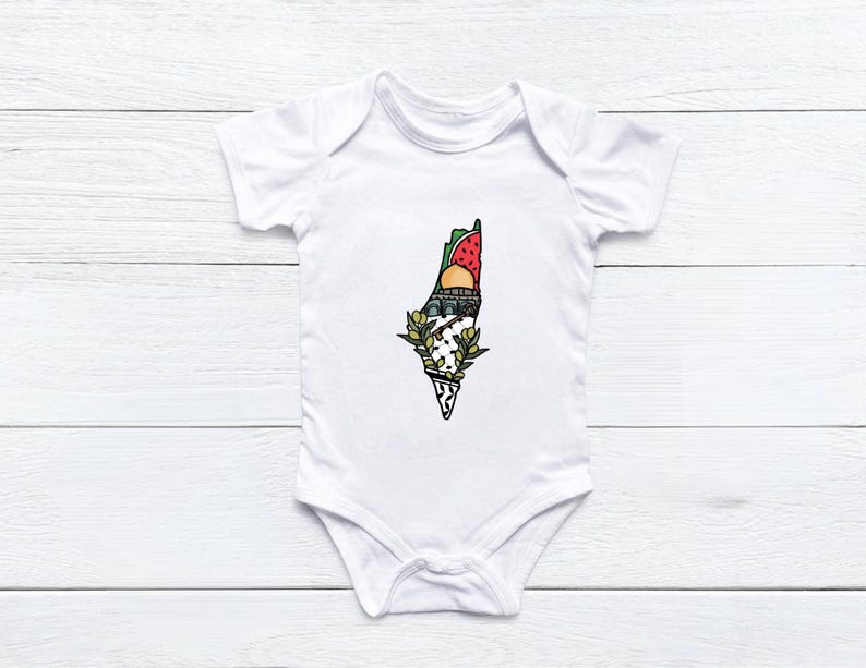 Palestine Map Baby Onesie Islamic Art, Palestinian Heritage | Cotton ...