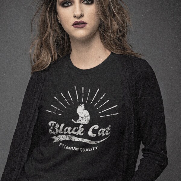 Black Cat Shirt - Etsy