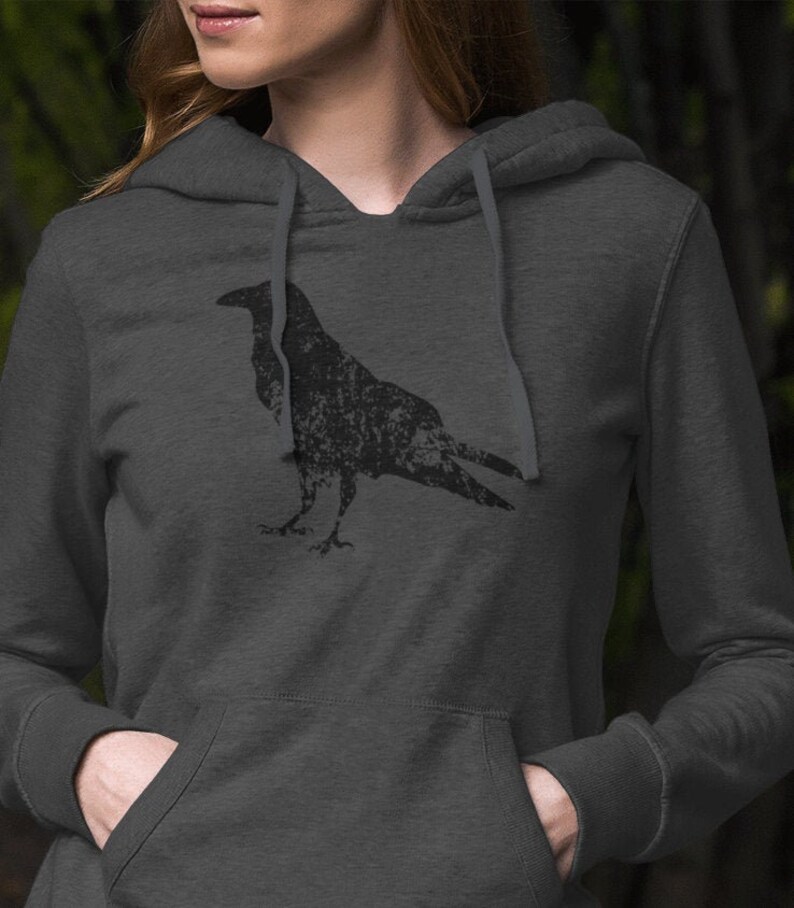 Crow Hoodie Bird Sweatshirt Halloween Raven Sweatshirt Black Bird ...