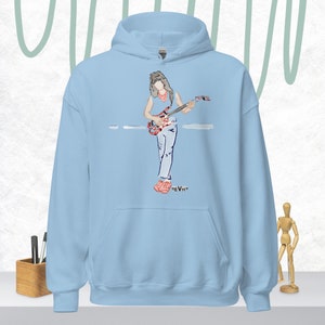 Eddie Van Halen Hoodie Pull Over Unisex White Black Blue - Original Art ...