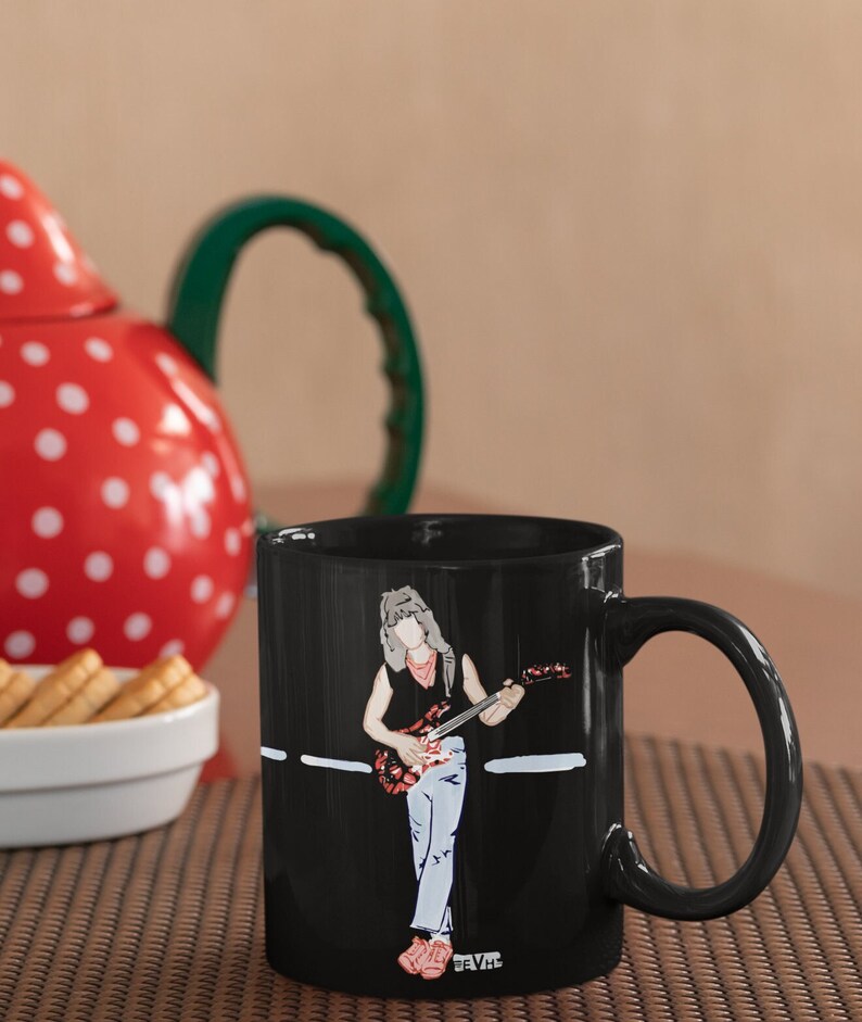 Eddie Van Halen Coffee Mug Black Ceramic Glossy for Van Halen Music ...