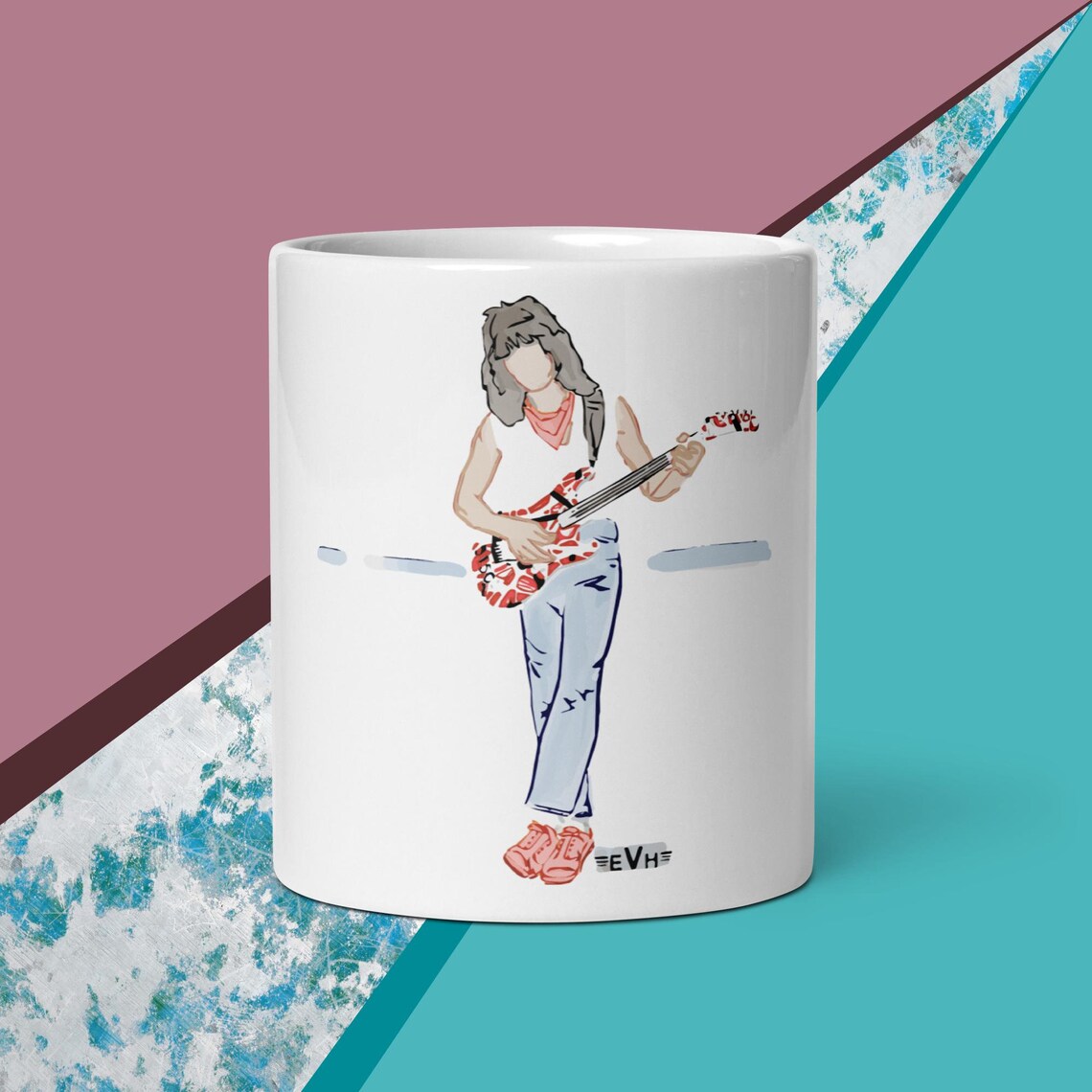 Eddie Van Halen Coffee Mug White Ceramic Glossy for Van Halen EVH Music ...