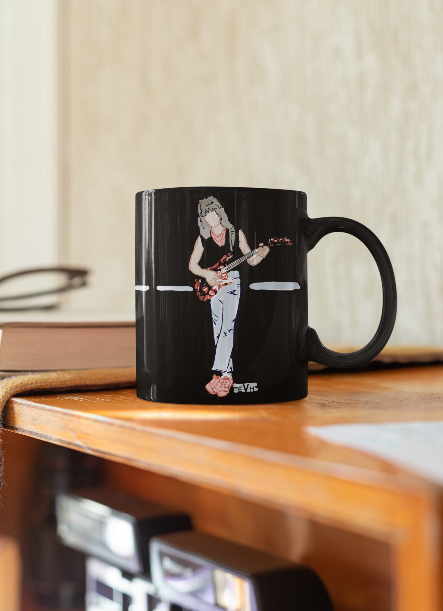 Eddie Van Halen Coffee Mug Black Ceramic Glossy for Van Halen Music ...