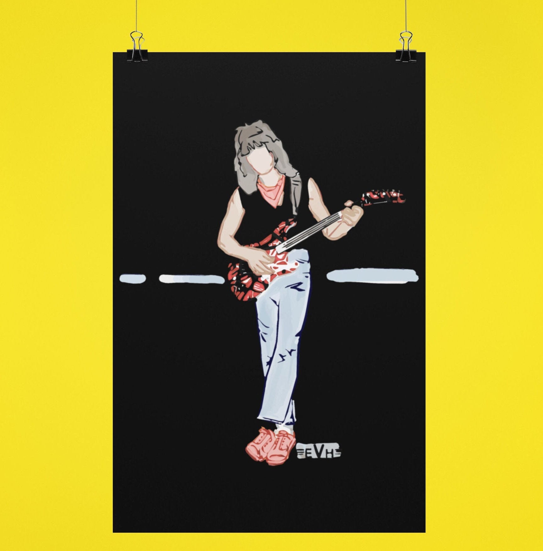 Eddie Van Halen Poster Matte Thick Paper Original Art - Etsy