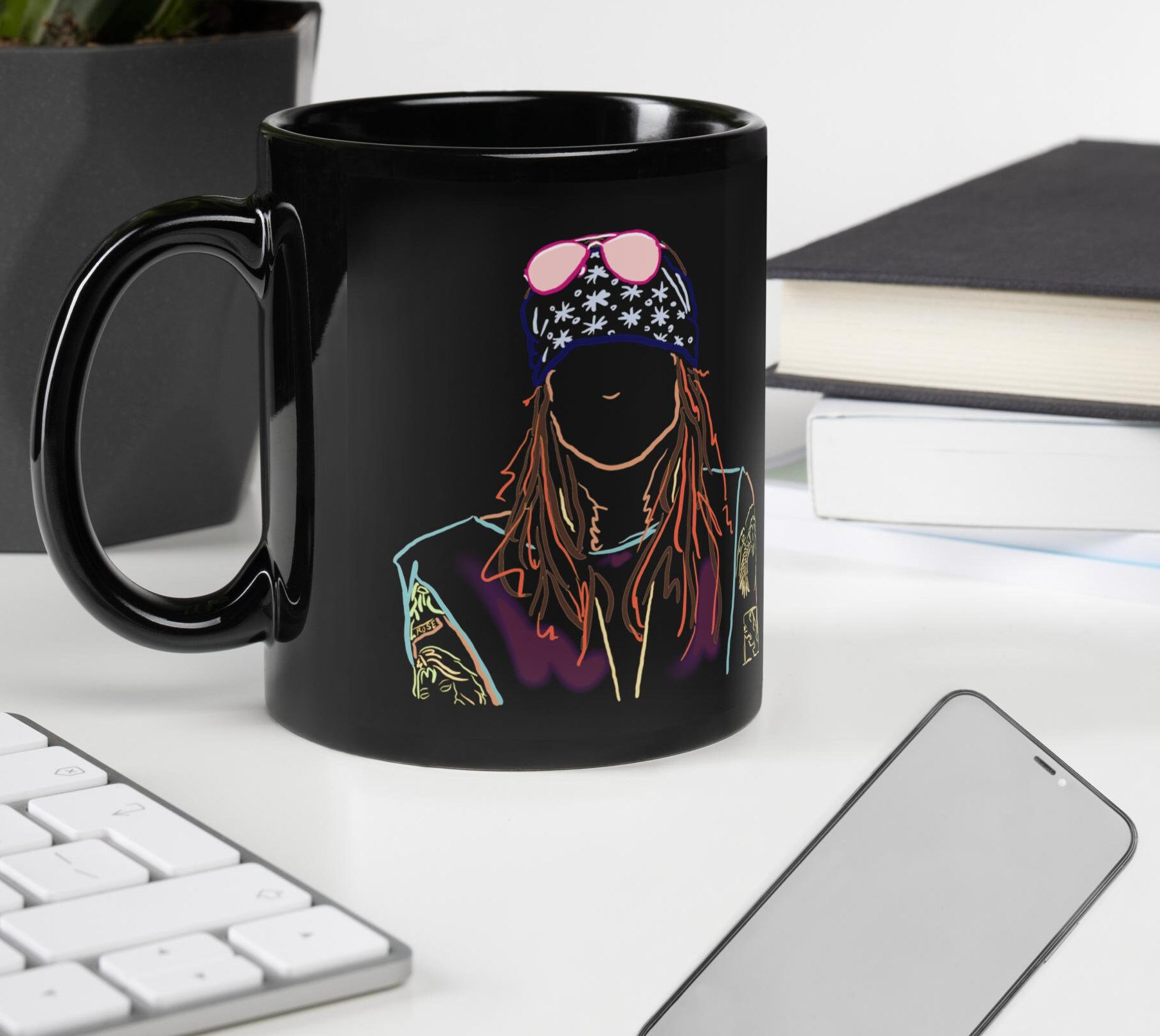 Axl Rose Coffee Mug Black Ceramic Glossy for Guns N Roses 90s Music ...