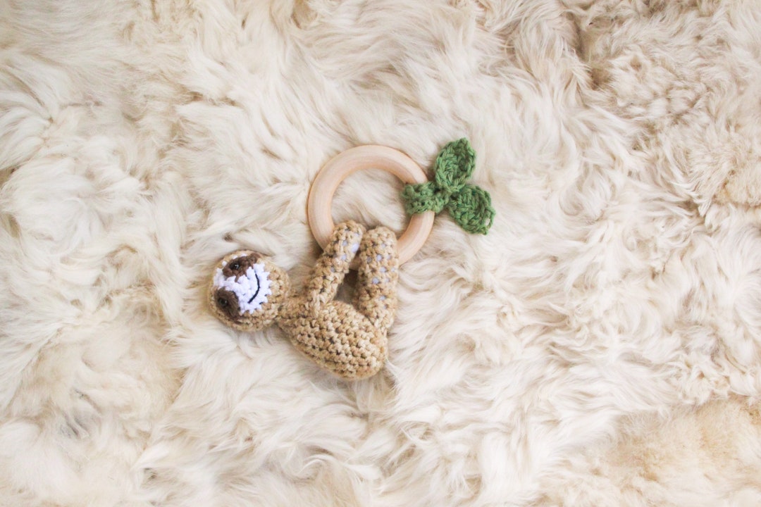 Crochet Rattle *DASH THE SLOTH* - Etsy