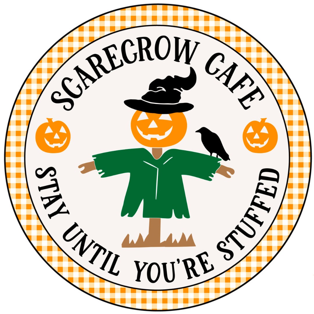 Scarecrow Cafe Fall Wreath Sign: Waterproof Metal Decor - Etsy