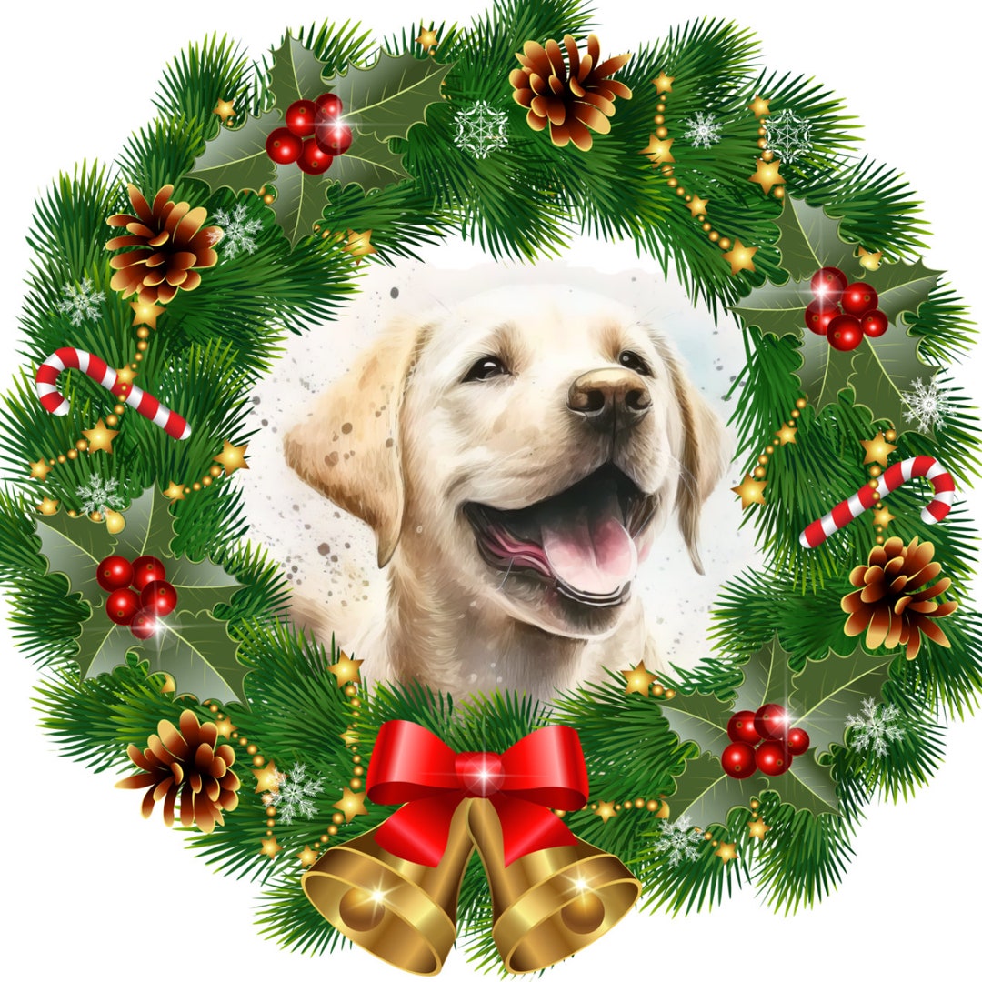 Labrador Christmas Wreath Sign: Yellow Lab Holiday Decor - Etsy