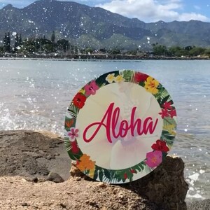 Aloha Wreath Sign, Metal Round Hawaii Wreath Attachment, Wreath ...