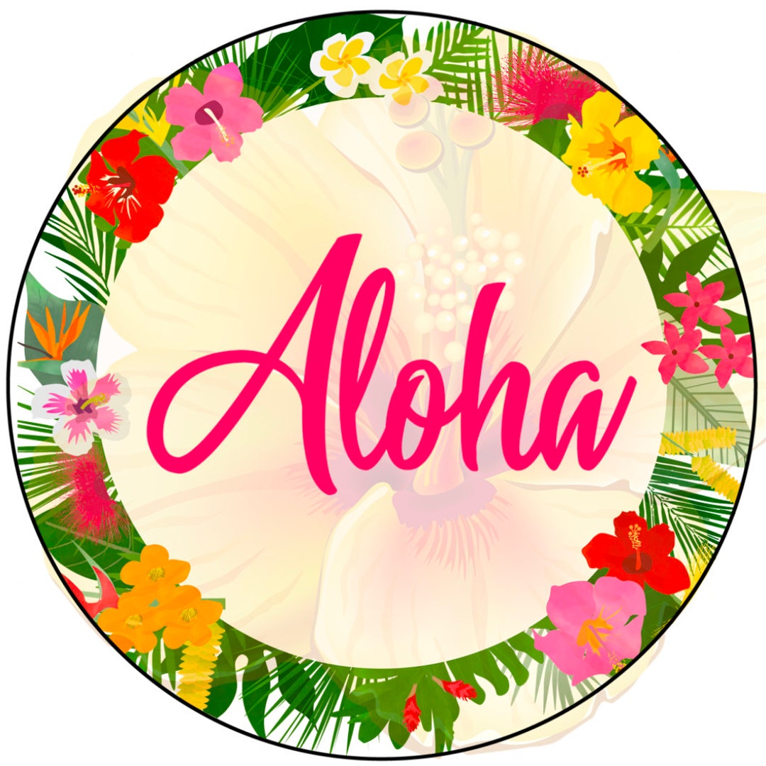 Aloha Wreath Sign, Metal Round Hawaii Wreath Attachment, Wreath ...
