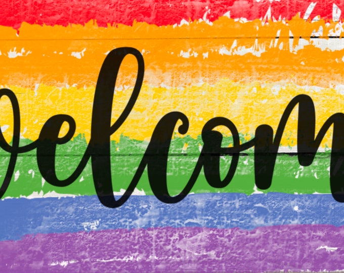 Pride Welcome Wreath Sign, Rainbow Flag Sign, Gay Pride, Wreath ...