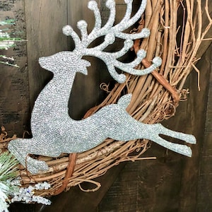 Reindeer Christmas Wreath, Grapevine Christmas Wreath, Christmas Home ...